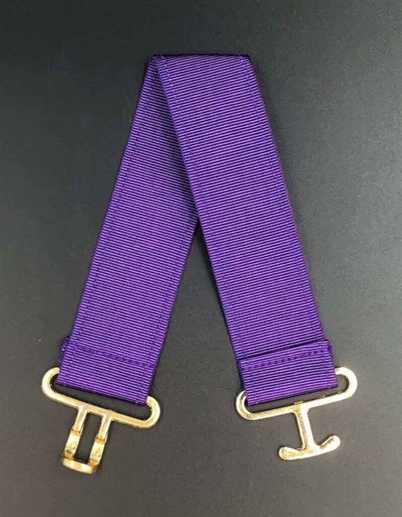 Masonic Apron Belt Extender - Purple with Gold "T" Hardware