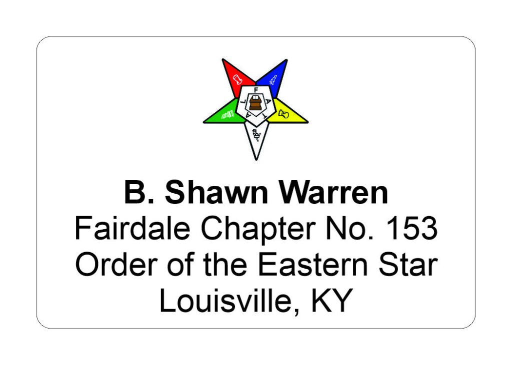 Order of the Eastern Star Full Color Custom Metal Name Badge