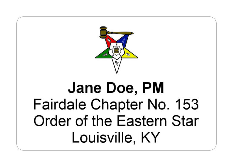 Eastern Star Past Matron Full Color Custom Metal Name Badge