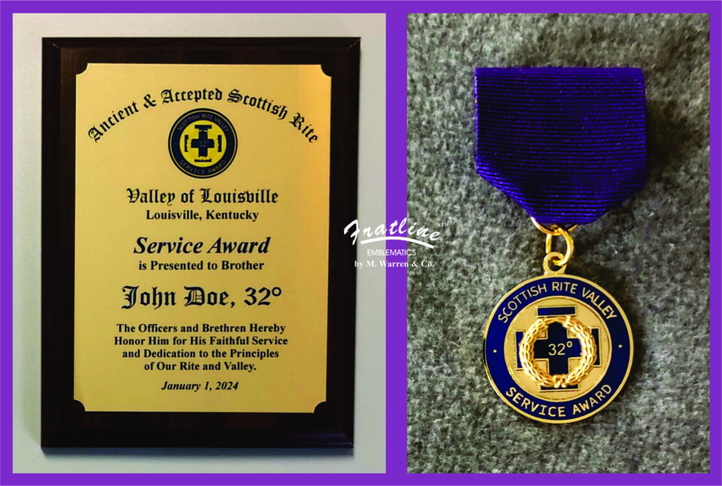 Scottish Rite Valley Service Award Medal & Plaque - Fratline Emblematics